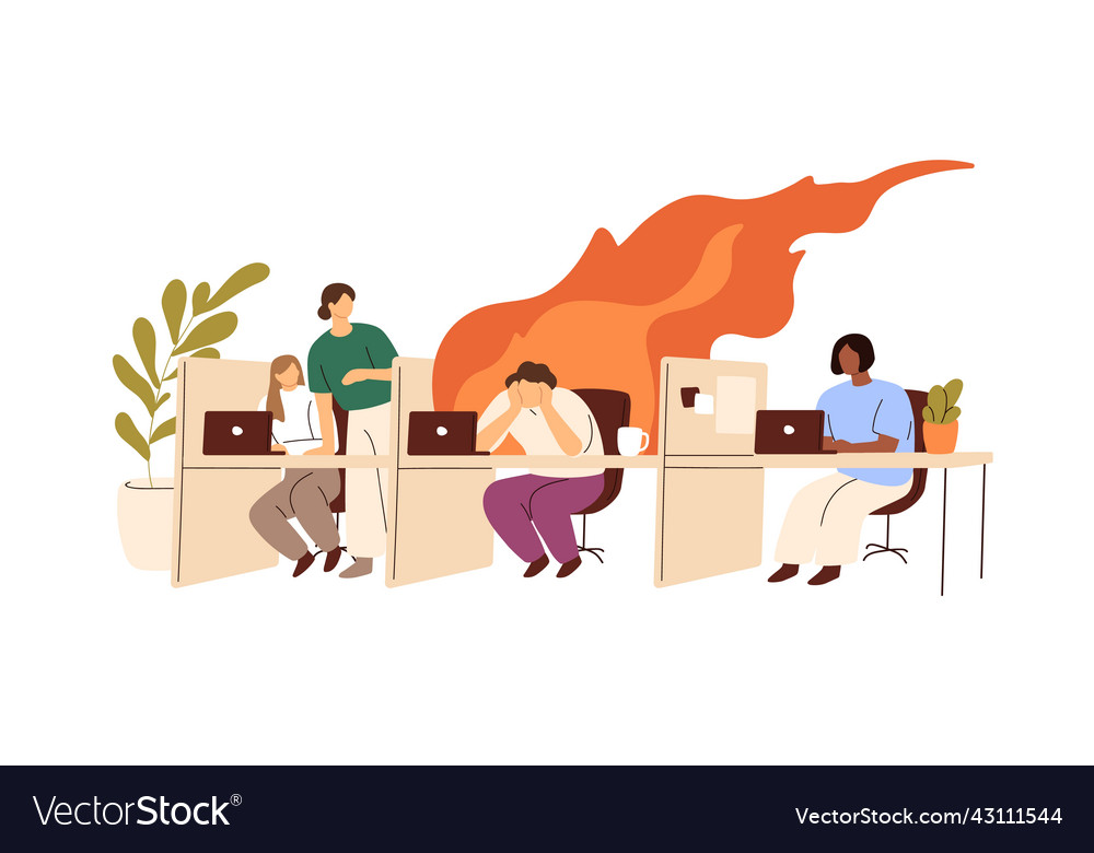 Burnout at work psychology concept busy Royalty Free Vector