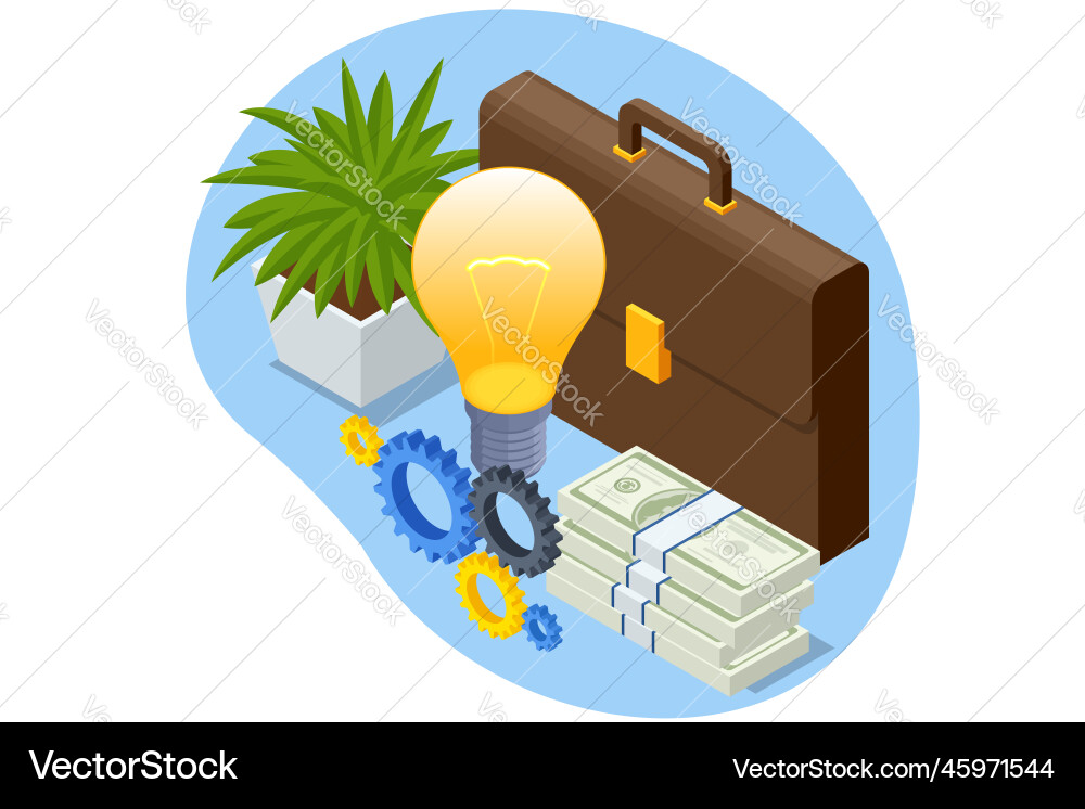Isometric big light bulb as metaphor idea Vector Image