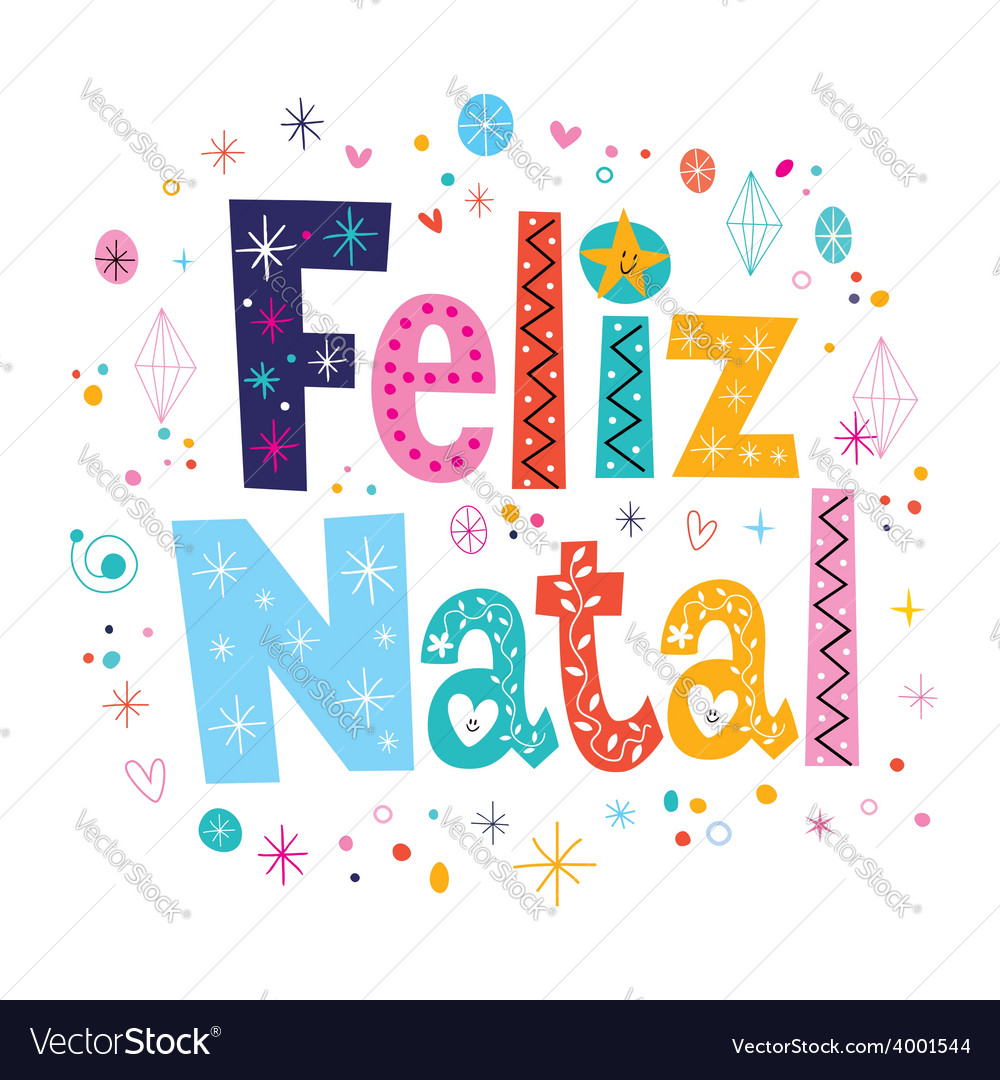 Merry christmas feliz natal - portuguese Vector Image