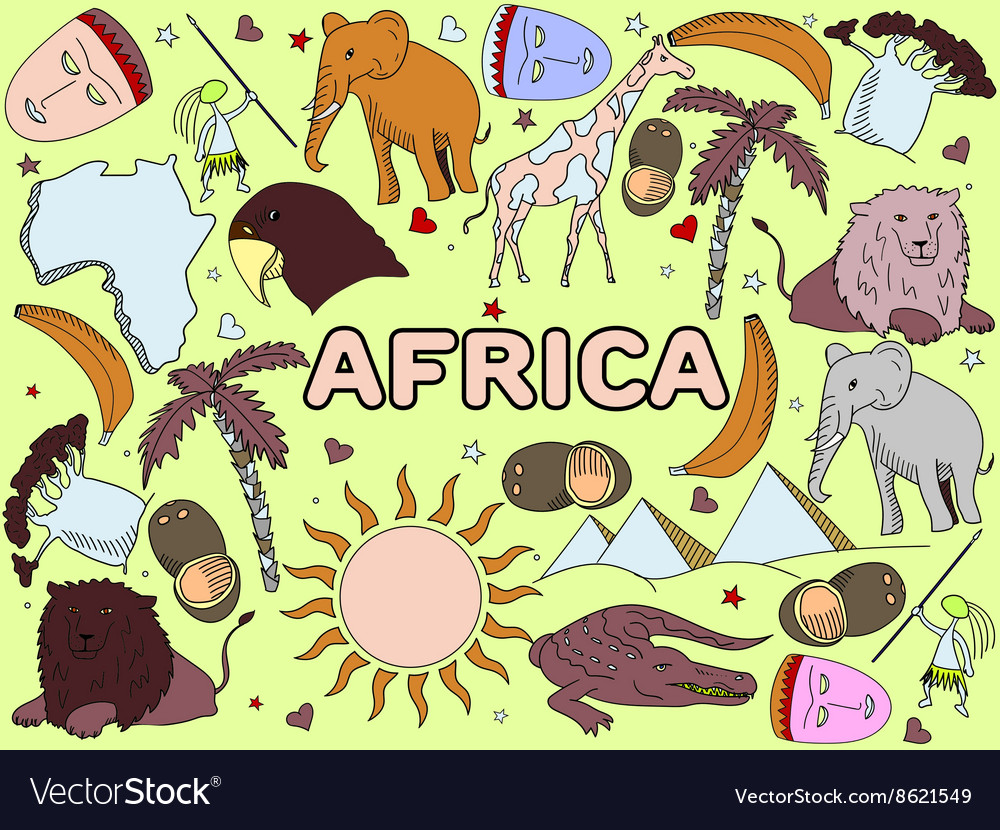 Africa line art Royalty Free Vector Image - VectorStock