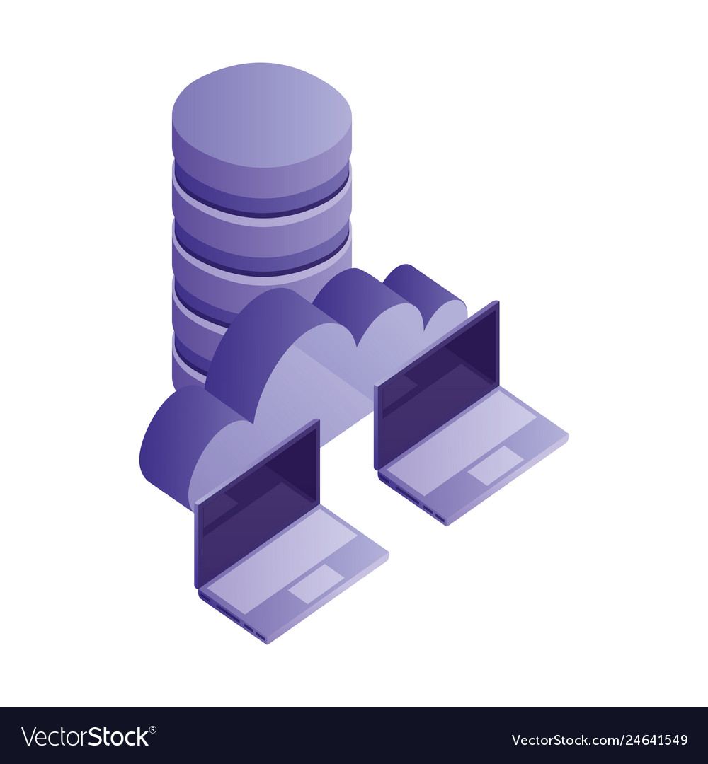 Data center disks with laptops computers and cloud