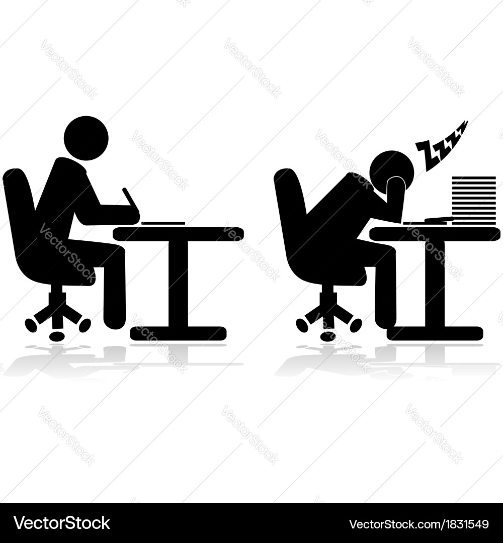 Sleepy worker Royalty Free Vector Image - VectorStock