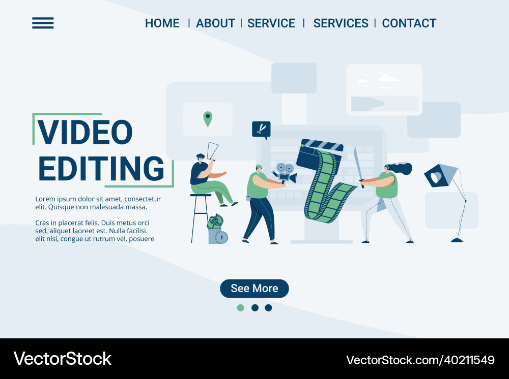 Video editing web template studio cartoon Vector Image