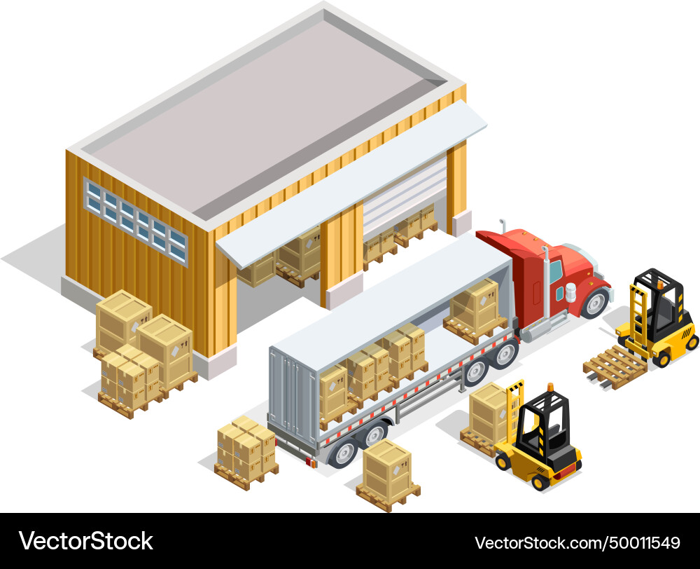 Warehouse isometric template Royalty Free Vector Image