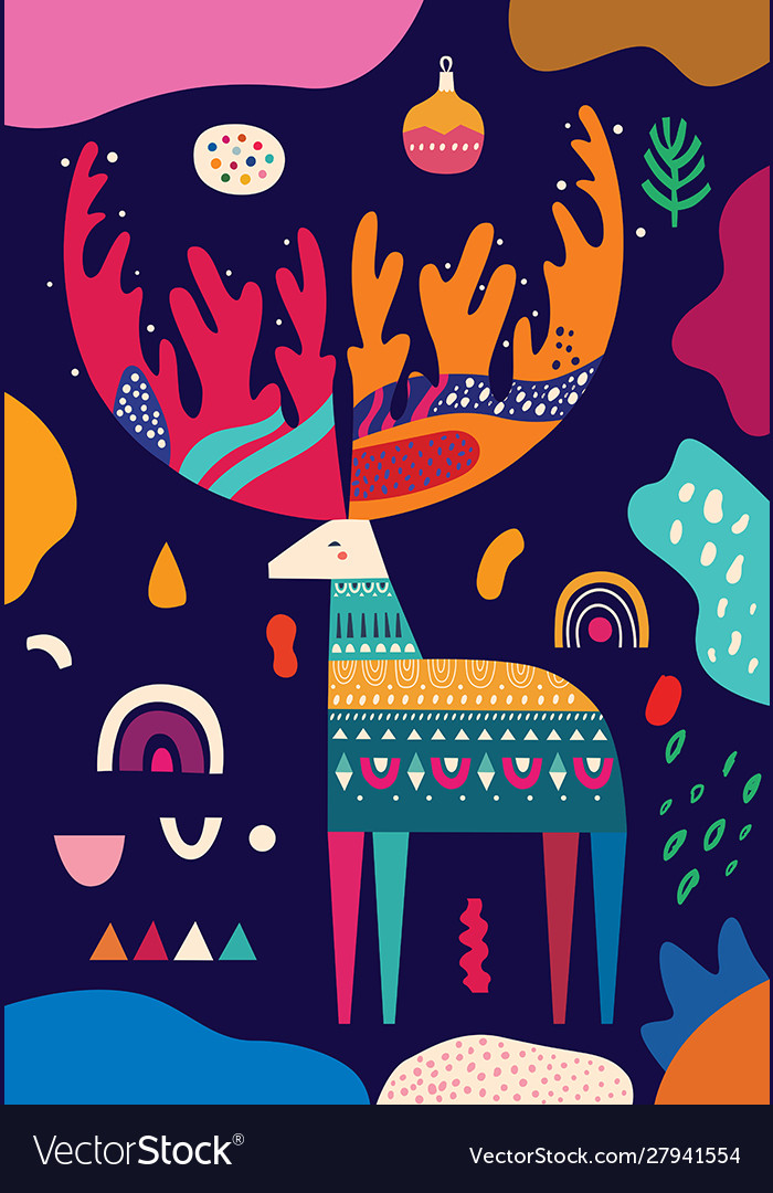 Christmas deer Royalty Free Vector Image - VectorStock