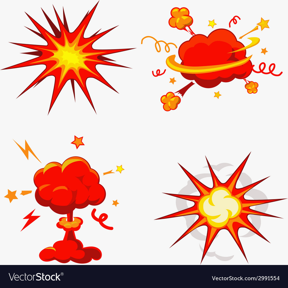 Comic Book Explosion Bombs And Blast Set Vector Image 