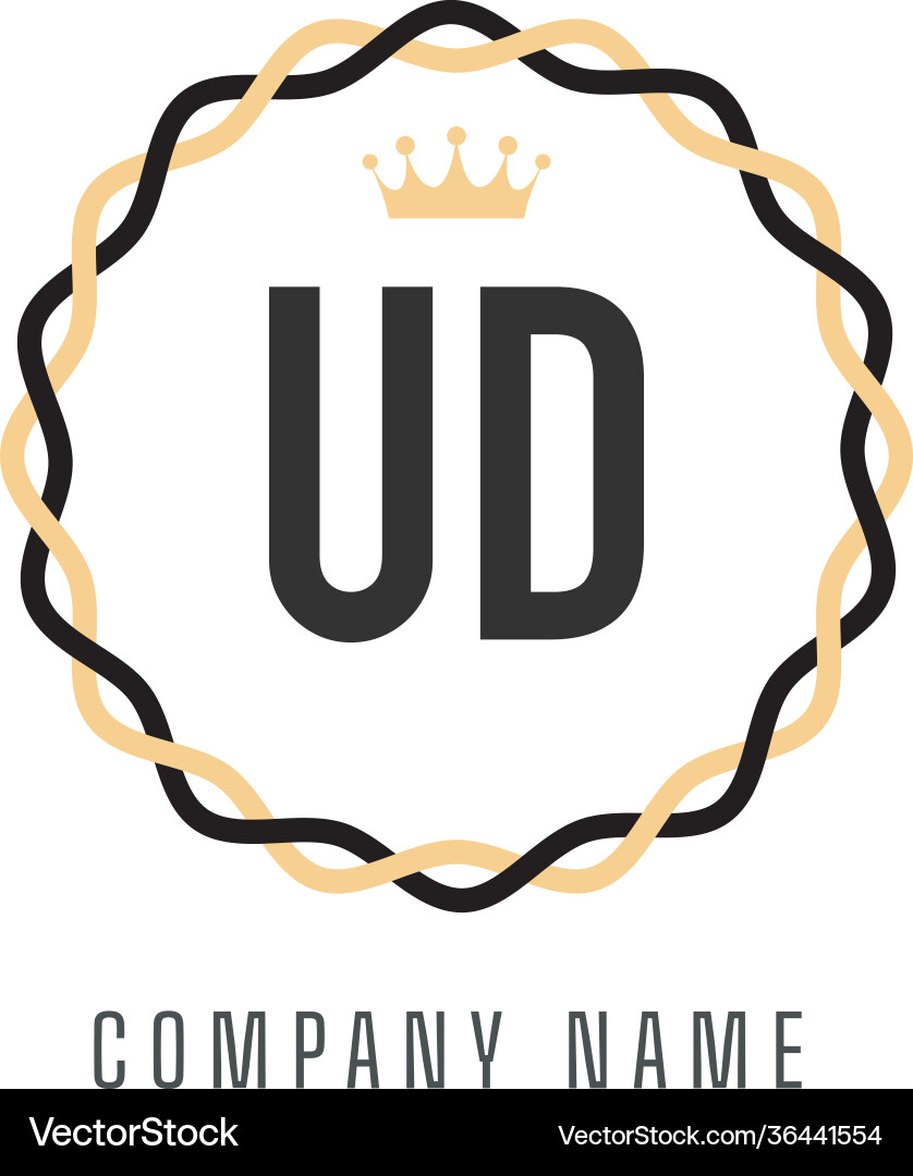Initial letter ud king logo concept vintage Vector Image
