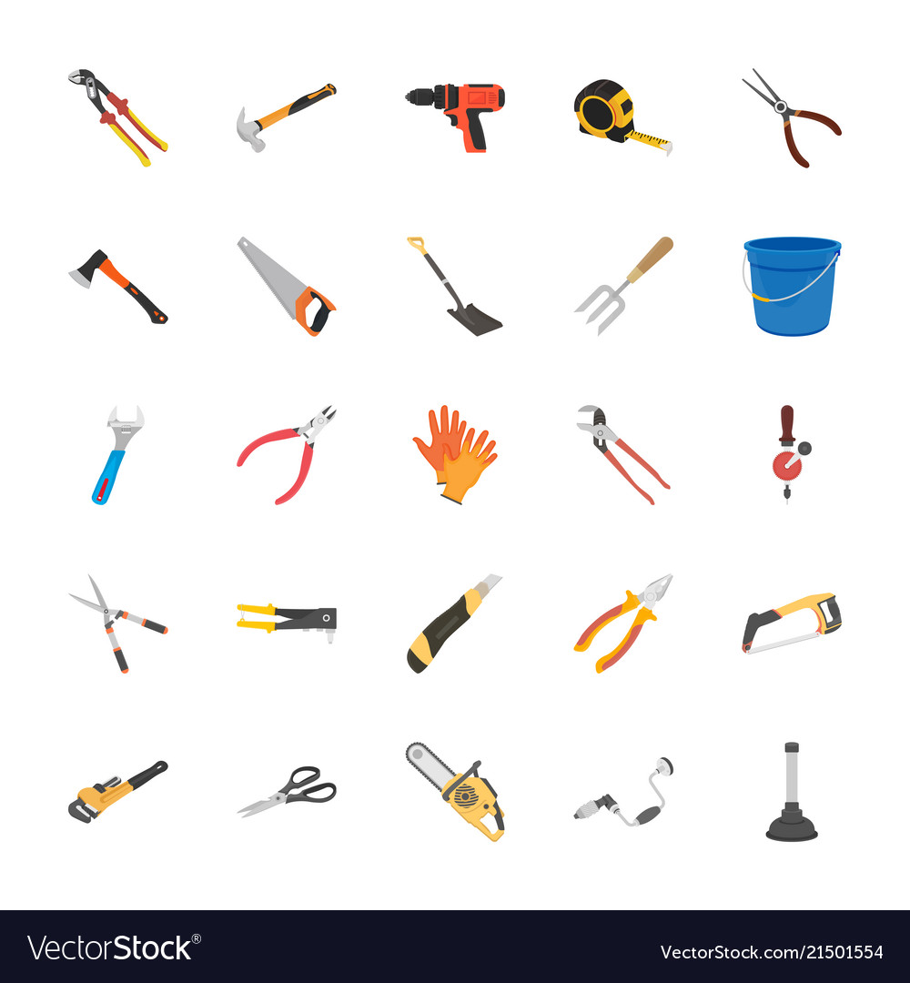 Tools flat icon set Royalty Free Vector Image - VectorStock