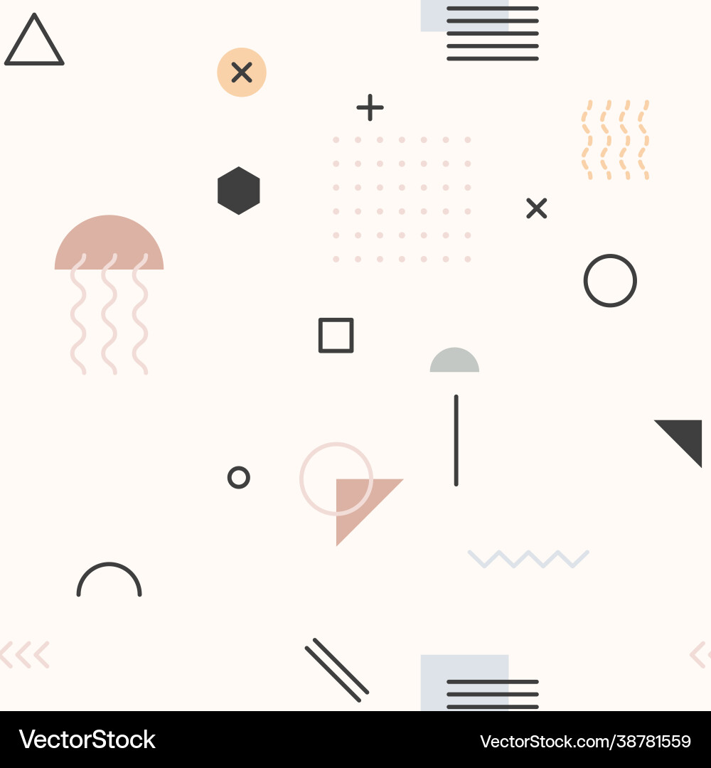 Cream memphis pattern wallpaper Royalty Free Vector Image