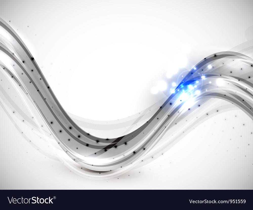 Grayscale abstract wave background with blue Vector Image