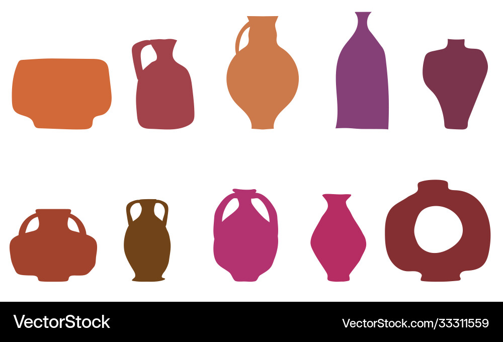 Set trendy vases abstract contemporary shape Vector Image