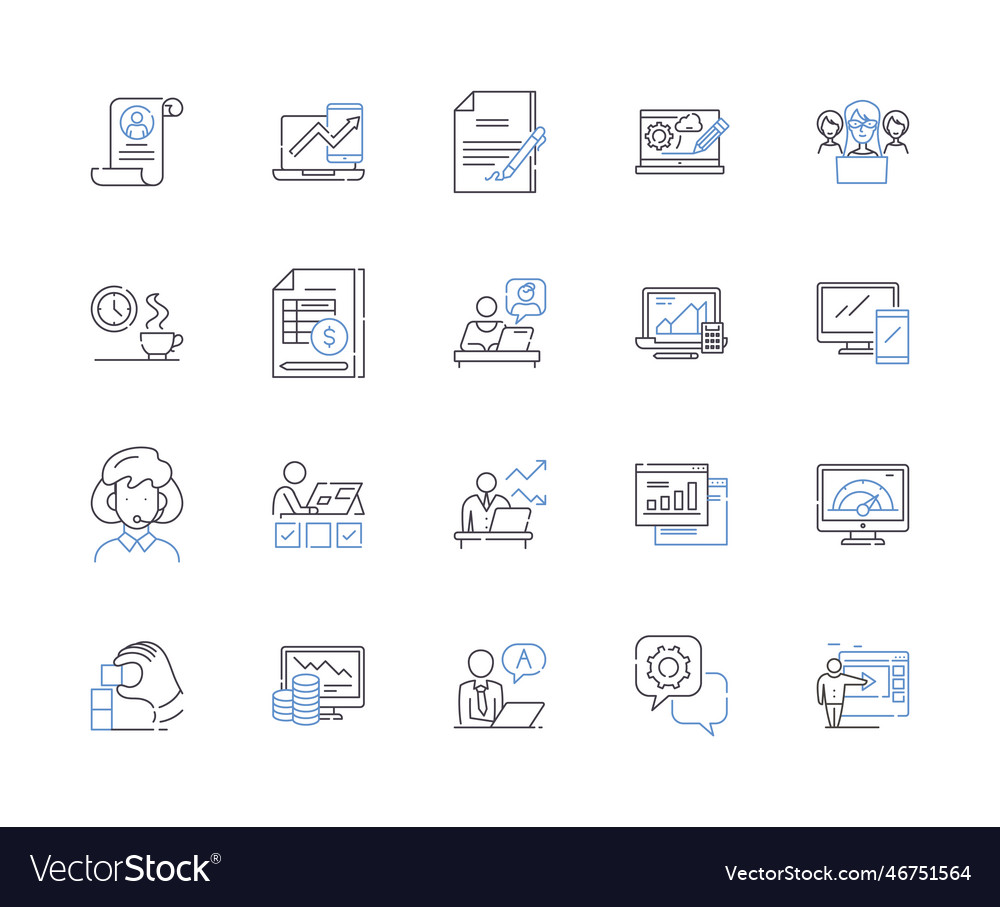 Management and workflow outline icons collection Vector Image