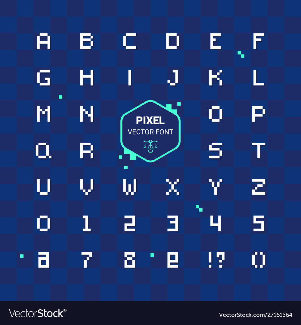 Pixel retro font video computer game design 8 bit Vector Image Pixel retro font video computer game design 8 bit Vector Image