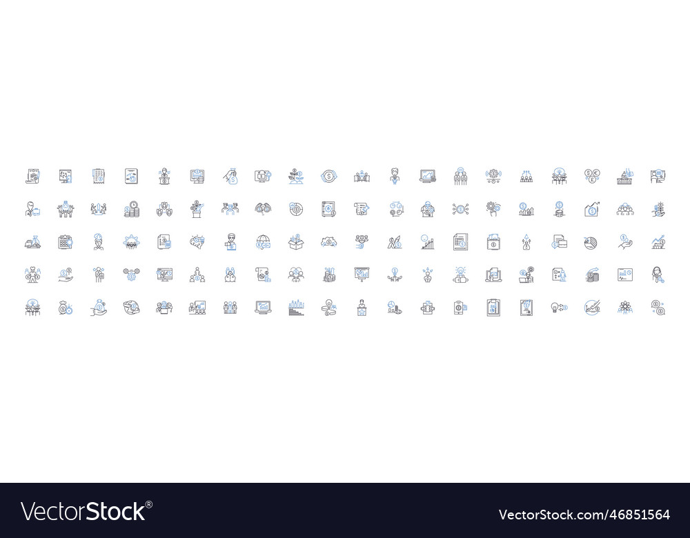 Purchase a company line icons collection acquire Vector Image Purchase a company line icons collection acquire Vector Image