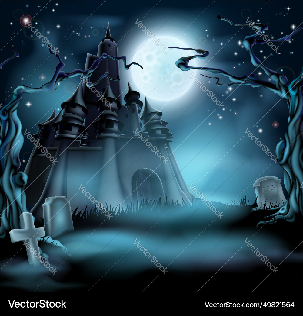 Spooky halloween castle Royalty Free Vector Image