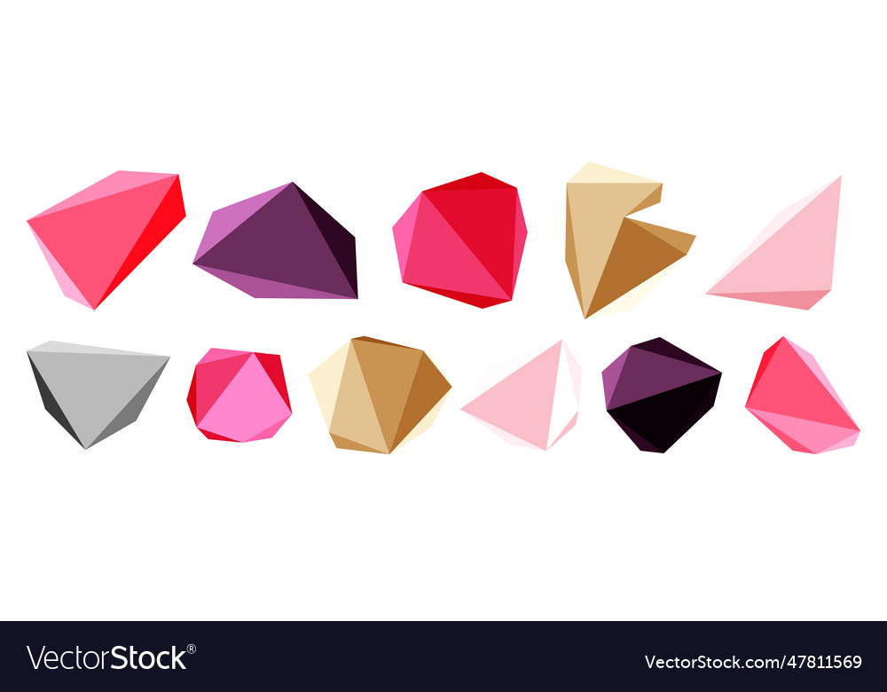 3d low poly triangle design elements Royalty Free Vector