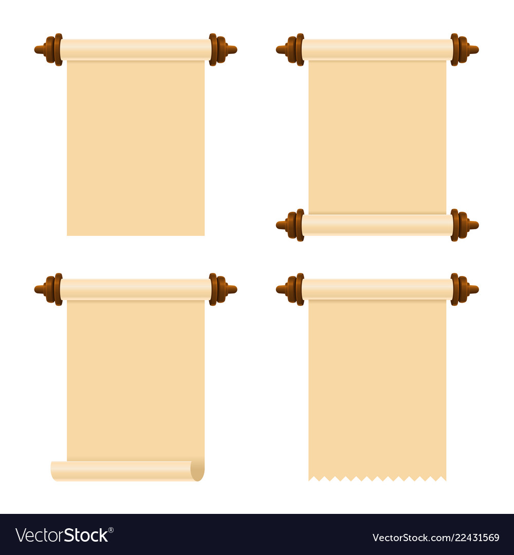 Ancient paper scrolls set on white background Vector Image