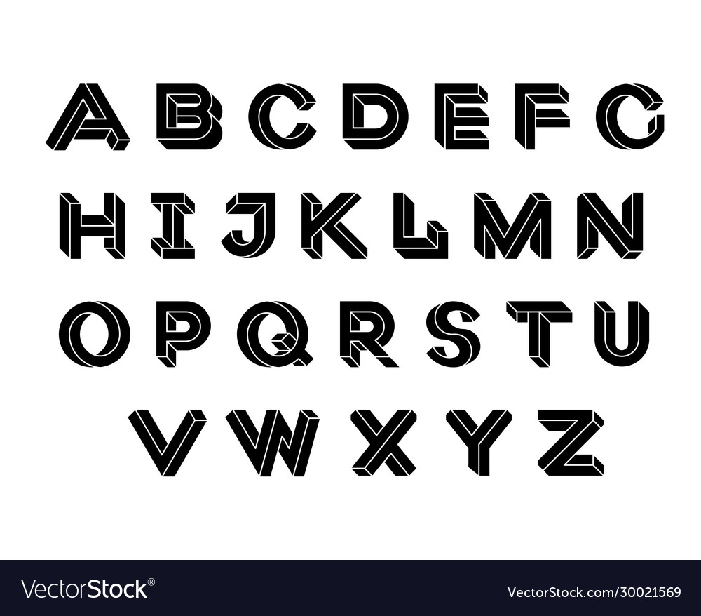 Impossible geometry letters impossible shape font Vector Image Impossible geometry letters impossible shape font Vector Image