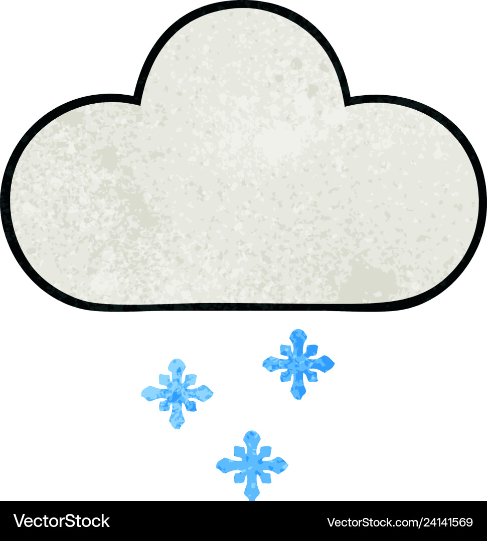Retro grunge texture cartoon snow cloud Royalty Free Vector