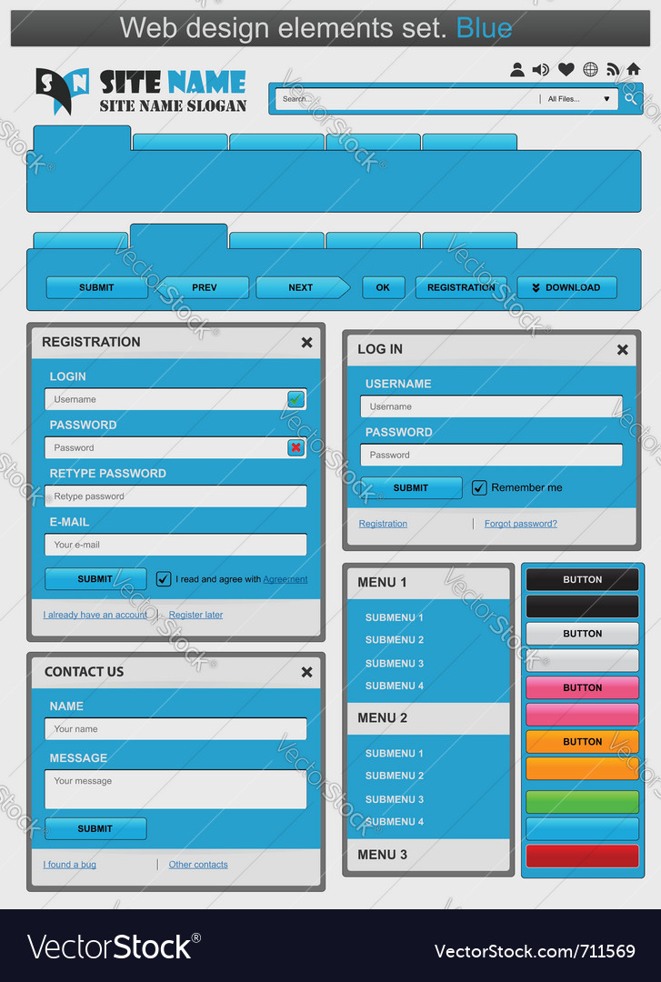 Web design elements Royalty Free Vector Image - VectorStock