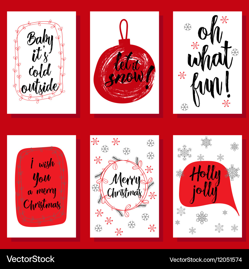 Christmas holidays modern calligraphy set hand Vector Image