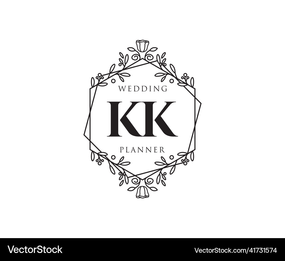 Kk initials letter wedding monogram logos Vector Image