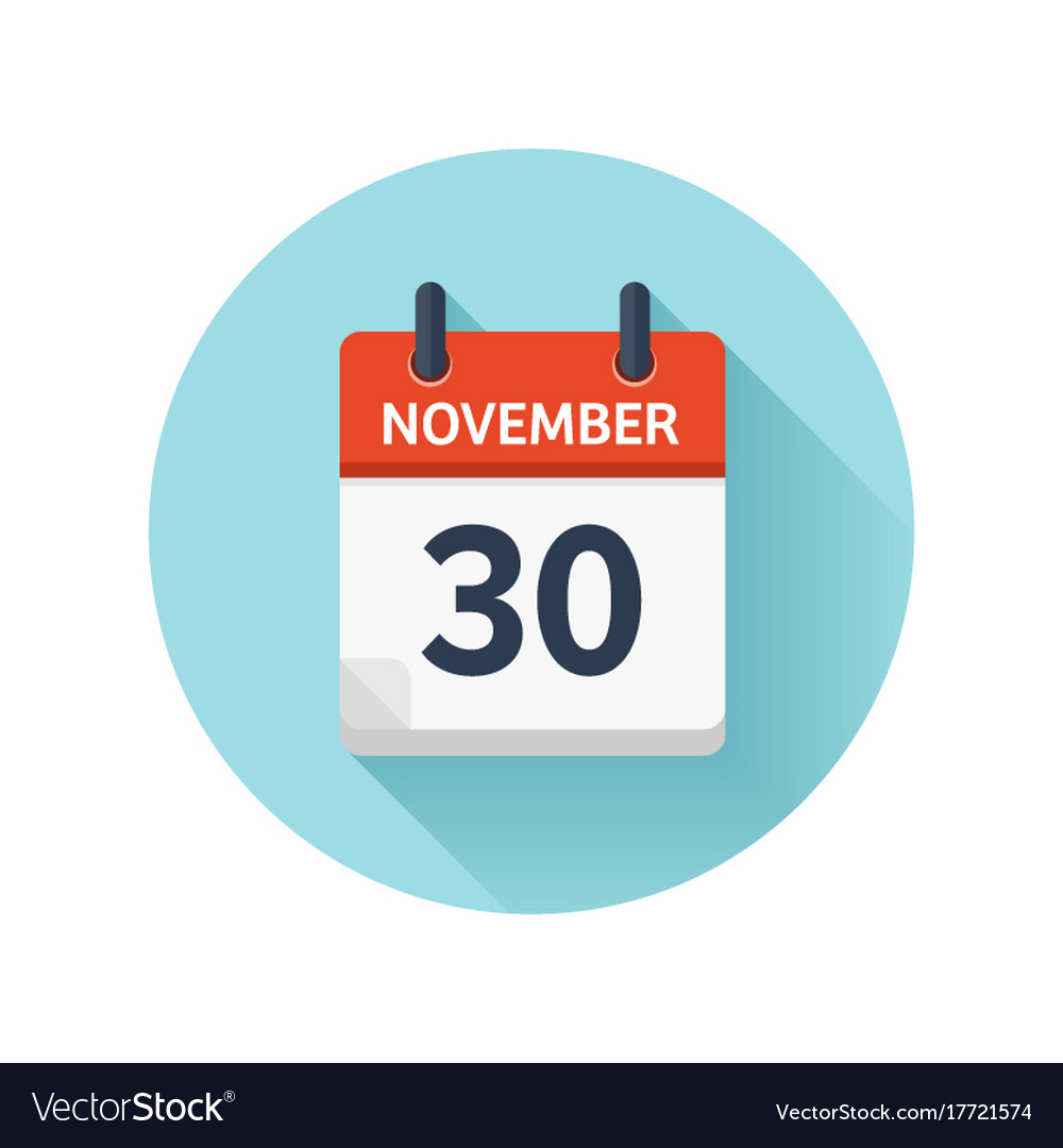 November 30 flat daily calendar icon date Vector Image November 30 flat daily calendar icon date Vector Image