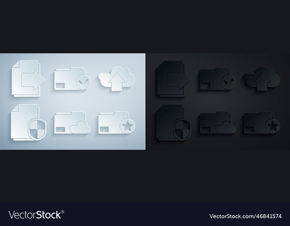 Set cloud storage text document folder upload Vector Image Set cloud storage text document folder upload Vector Image