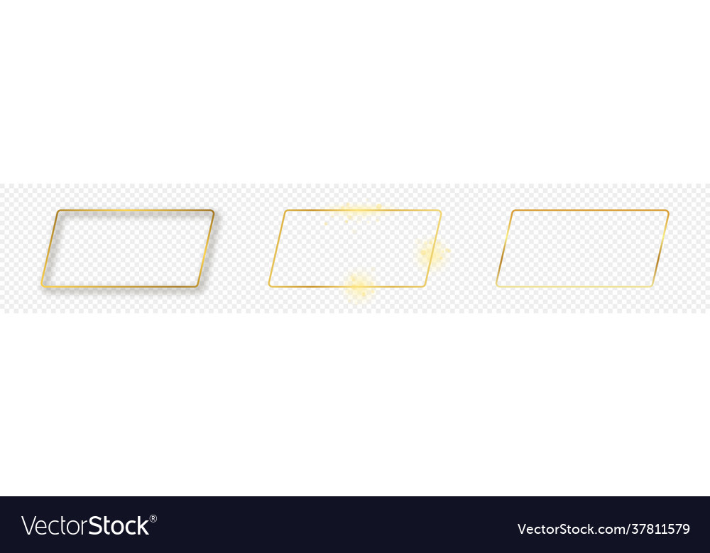 Gold glowing rounded rectangular shape frame Vector Image