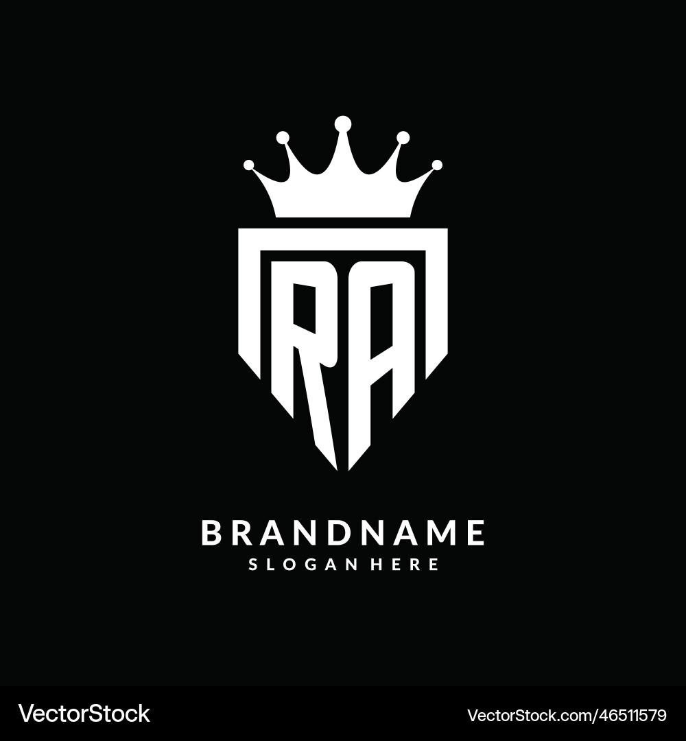 Letter ra logo monogram emblem style with crown Vector Image