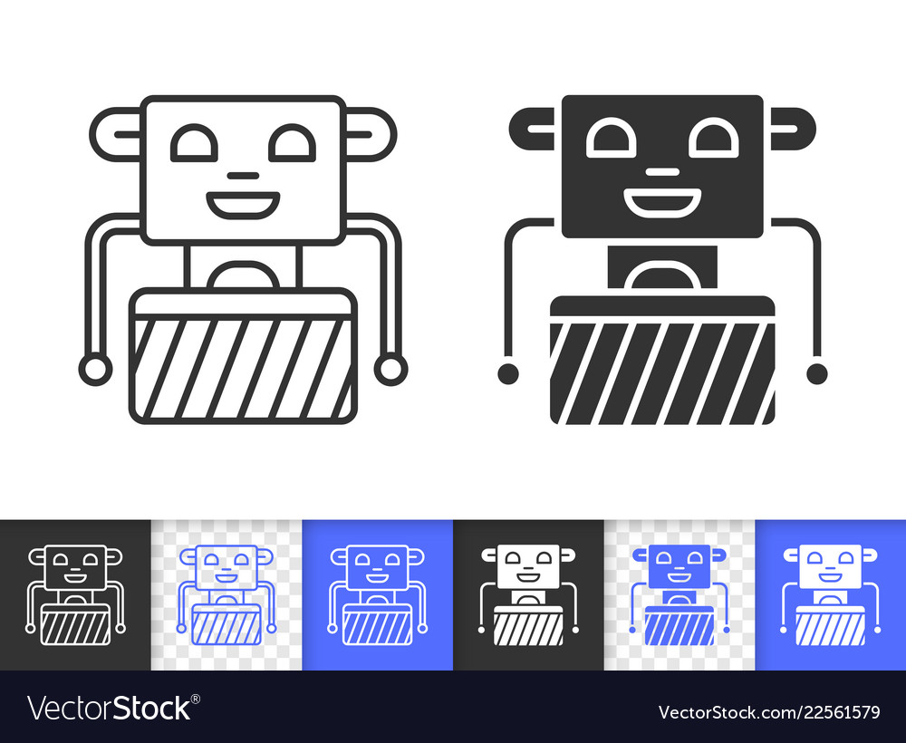 Robot simple black line icon Royalty Free Vector Image
