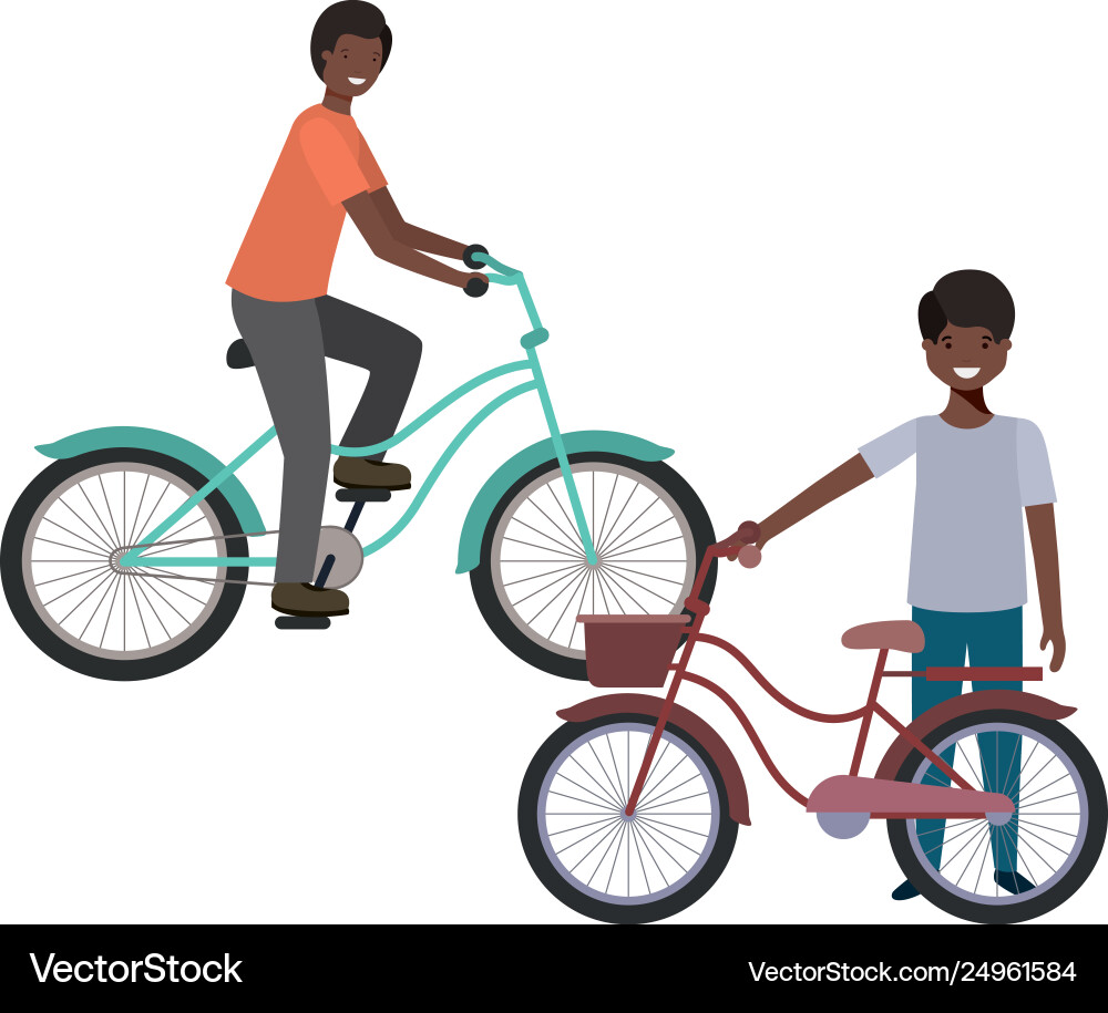 Father and son with bicycle avatar character Vector Image