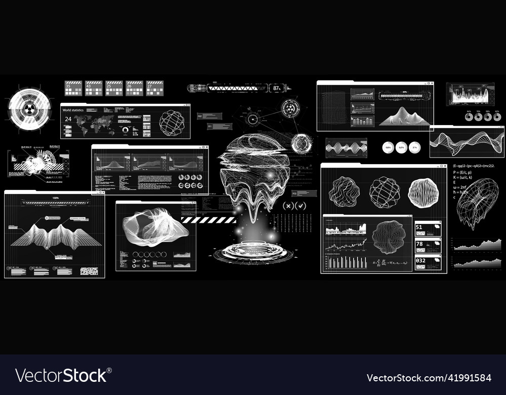 Futuristic user interface with head up display Vector Image