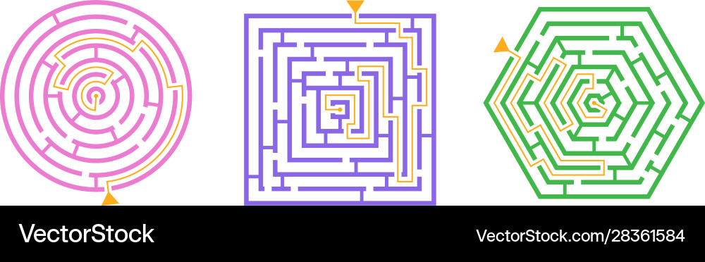 Labyrinth game set Royalty Free Vector Image - VectorStock