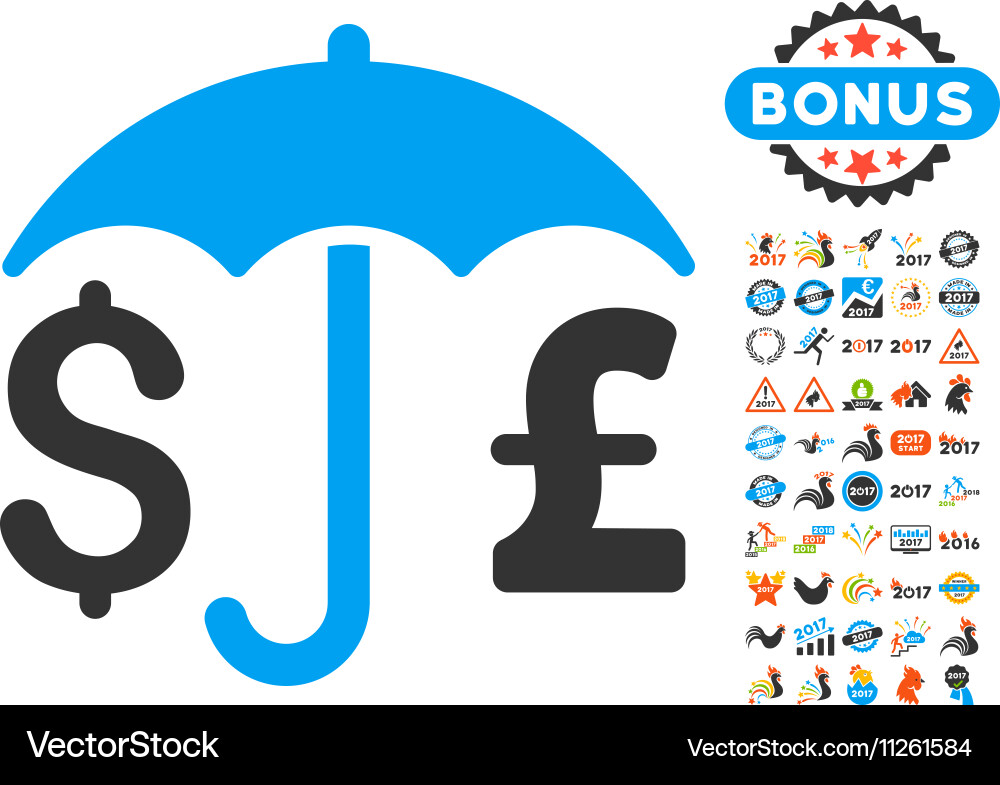 Pound and dollar financial protection icon Vector Image