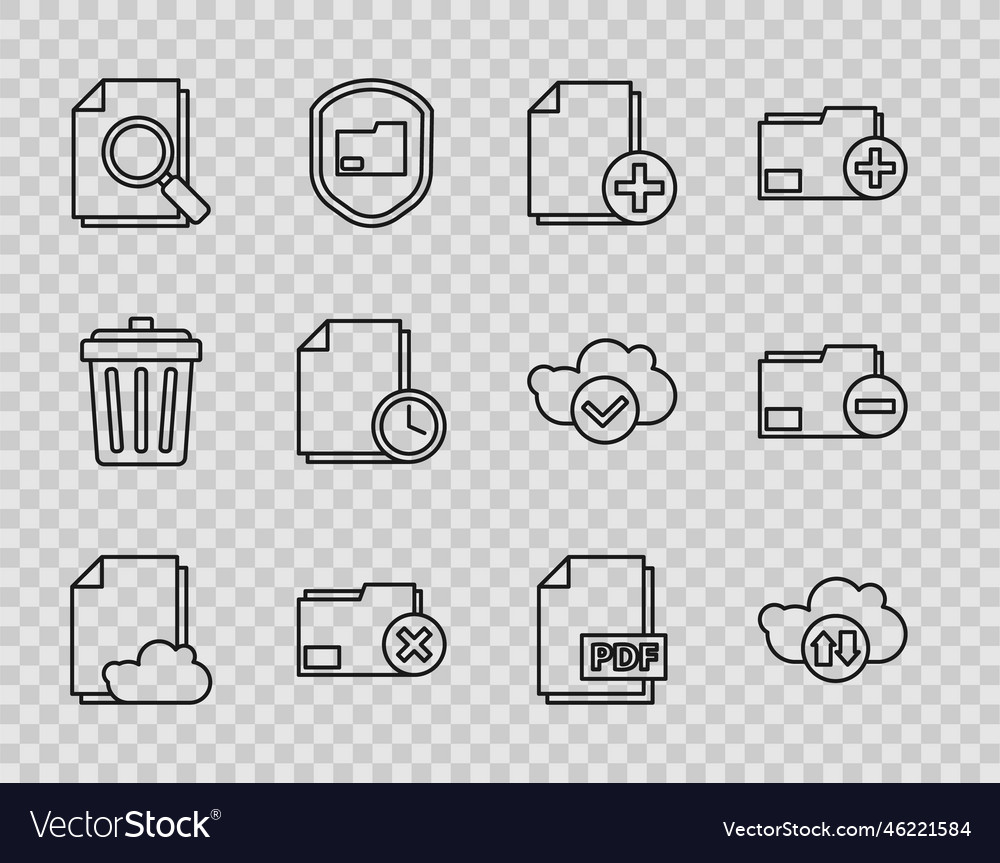 Set line cloud storage text document download Vector Image Set line cloud storage text document download Vector Image
