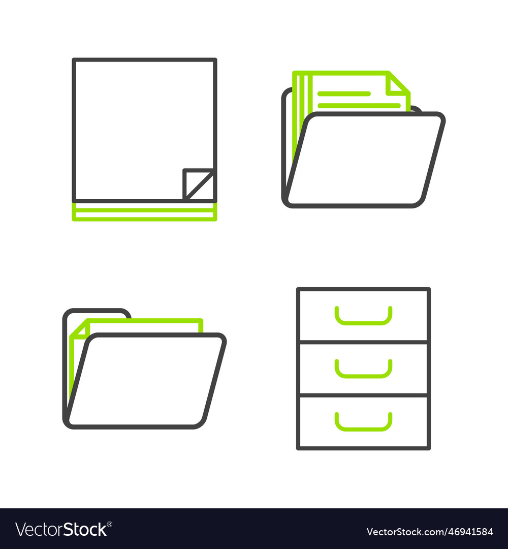 Set line drawer with documents document folder Vector Image