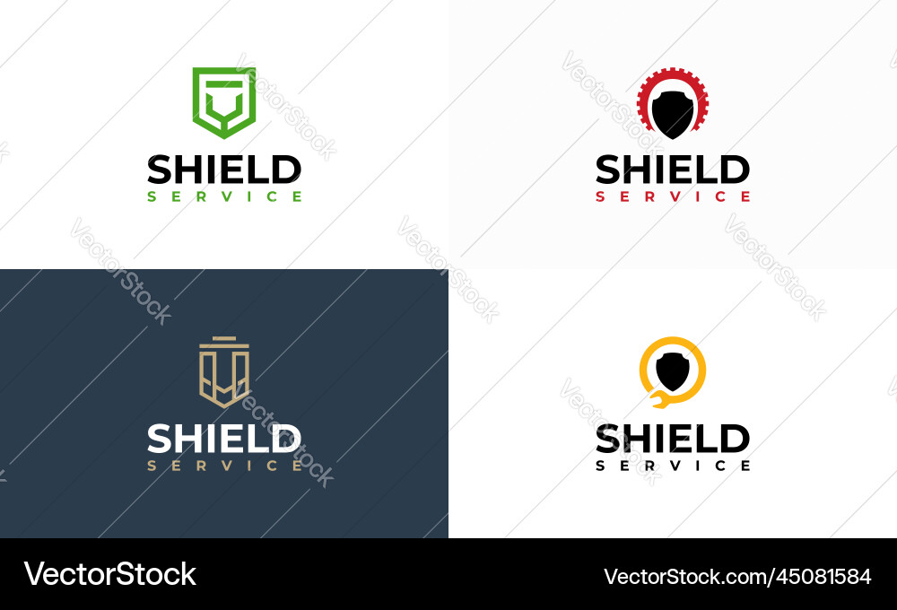 Set of shield fixing service logo template icon Vector Image