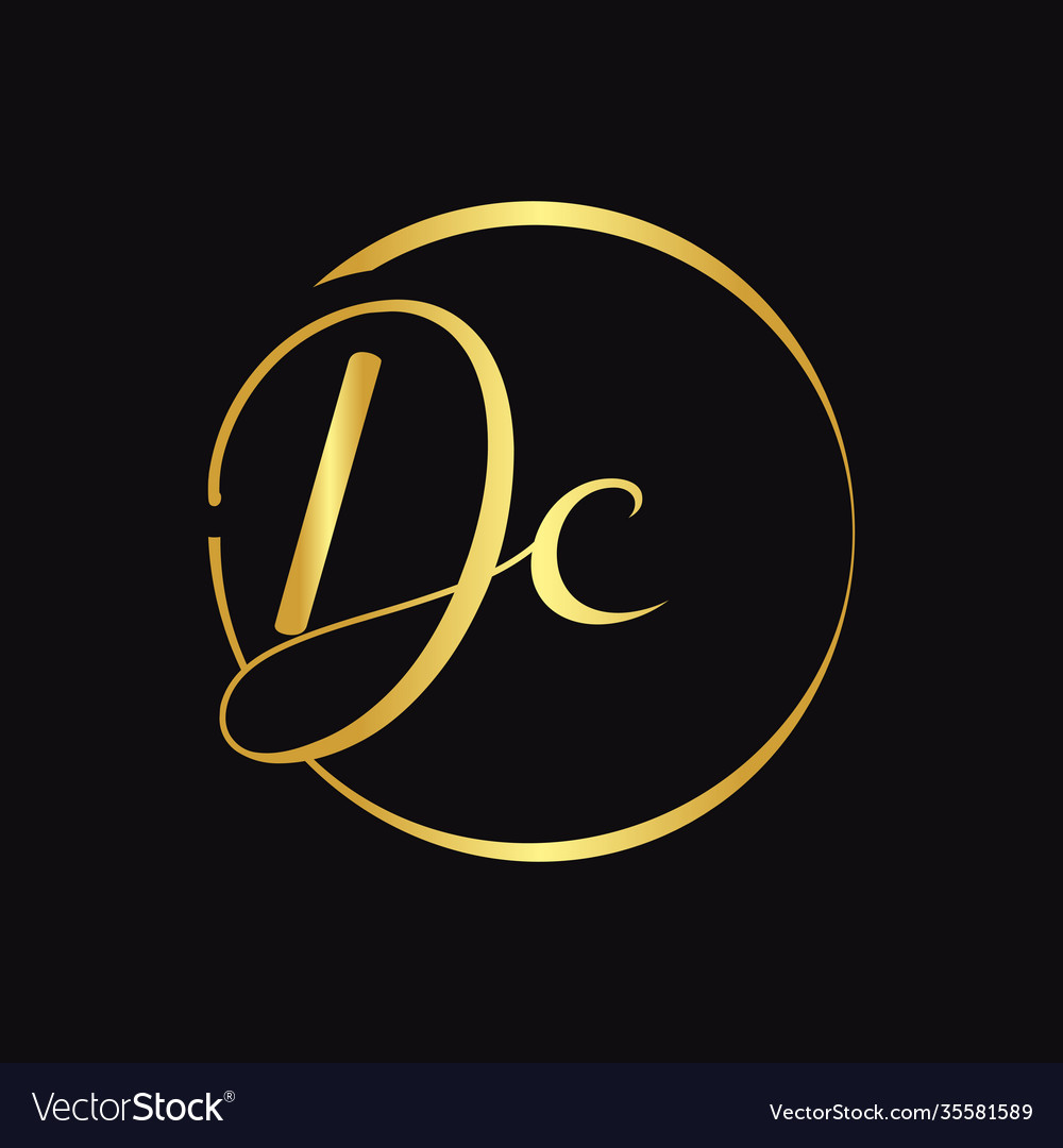Initial dc script letter type logo design with Vector Image