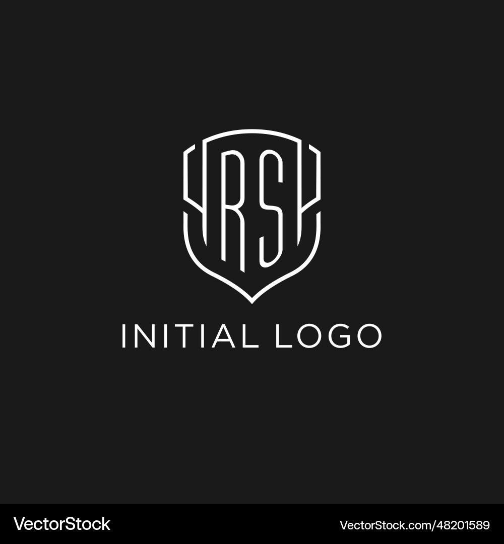 Initial rs logo monoline shield icon shape with Vector Image