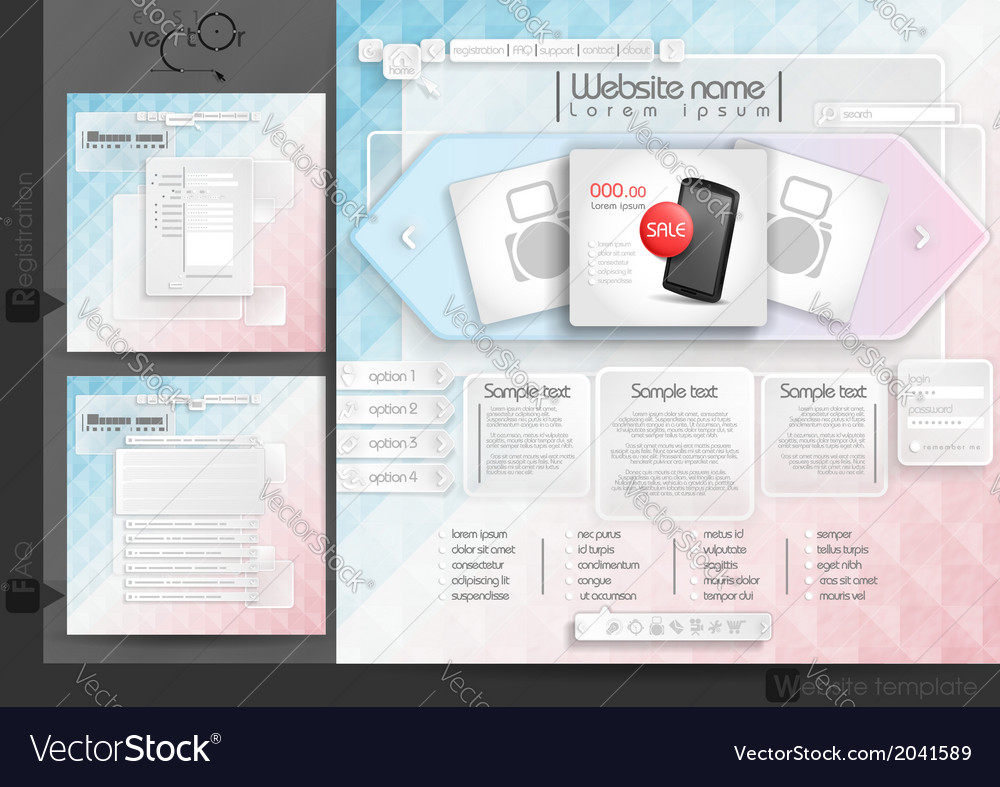 Website design template menu elements Royalty Free Vector