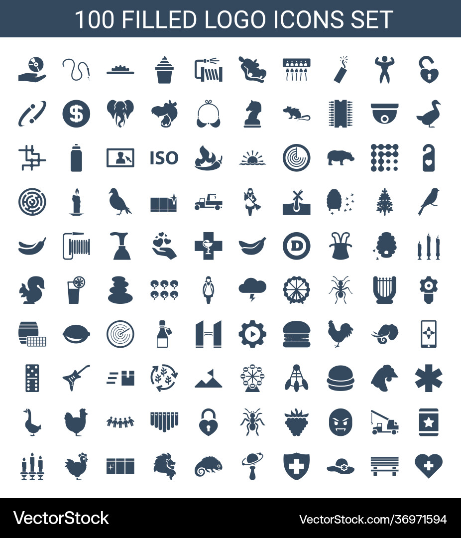 100 logo icons Royalty Free Vector Image - VectorStock