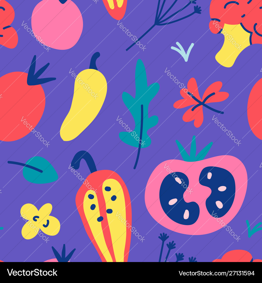 Hand drawn bright neon color vegetable made Vector Image