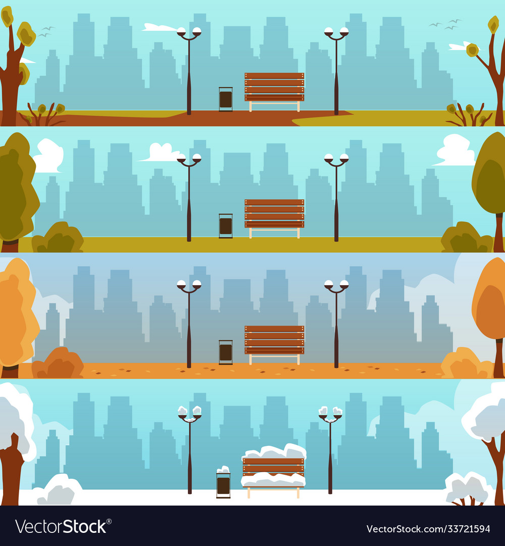 Set four seasons banners or backgrounds park Vector Image