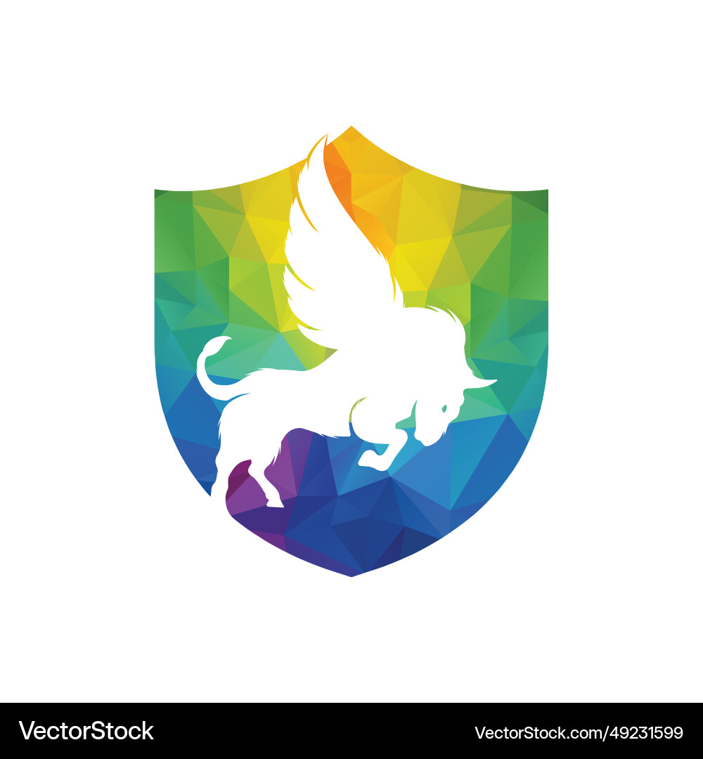 Bull and wings logo creative design flying Vector Image