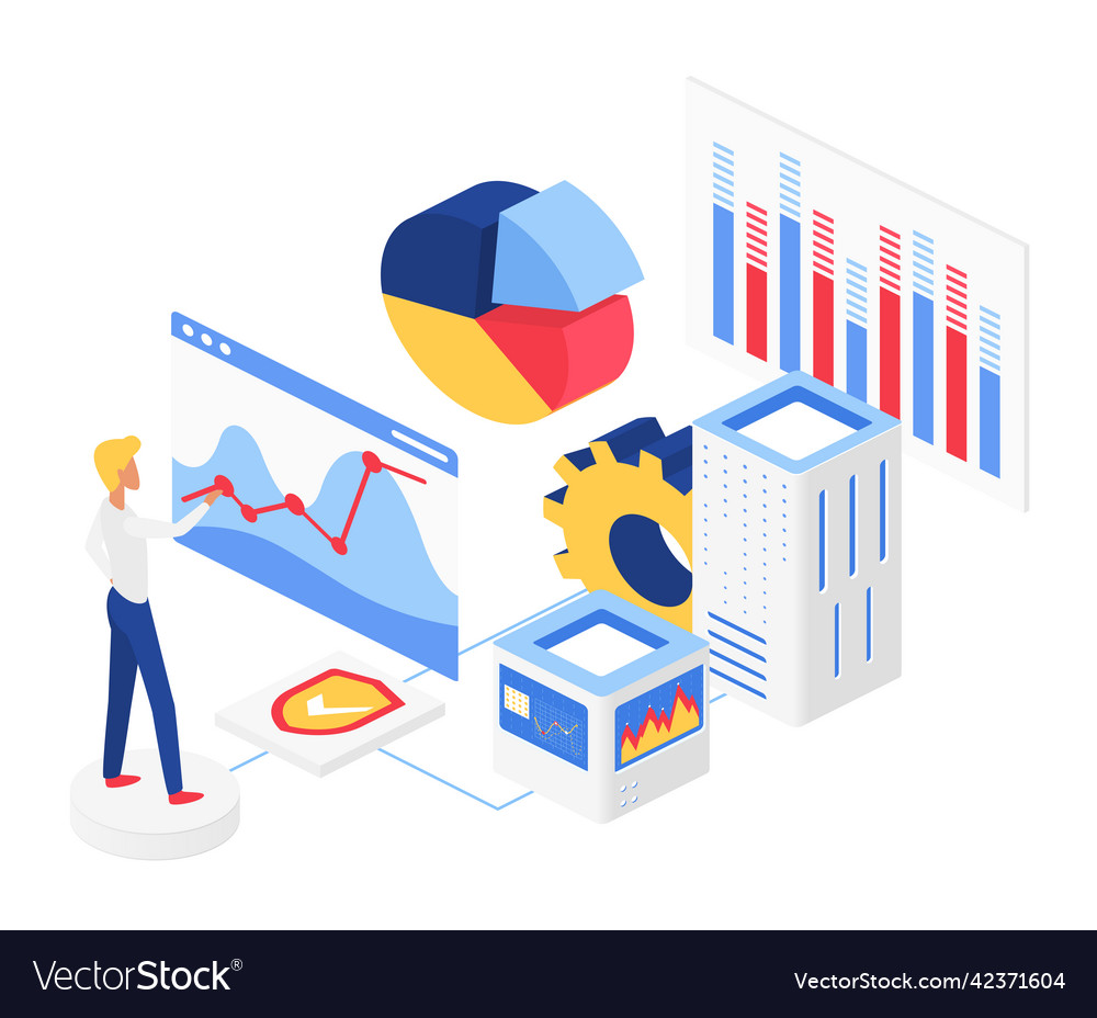 Big data visualization process displaying Vector Image