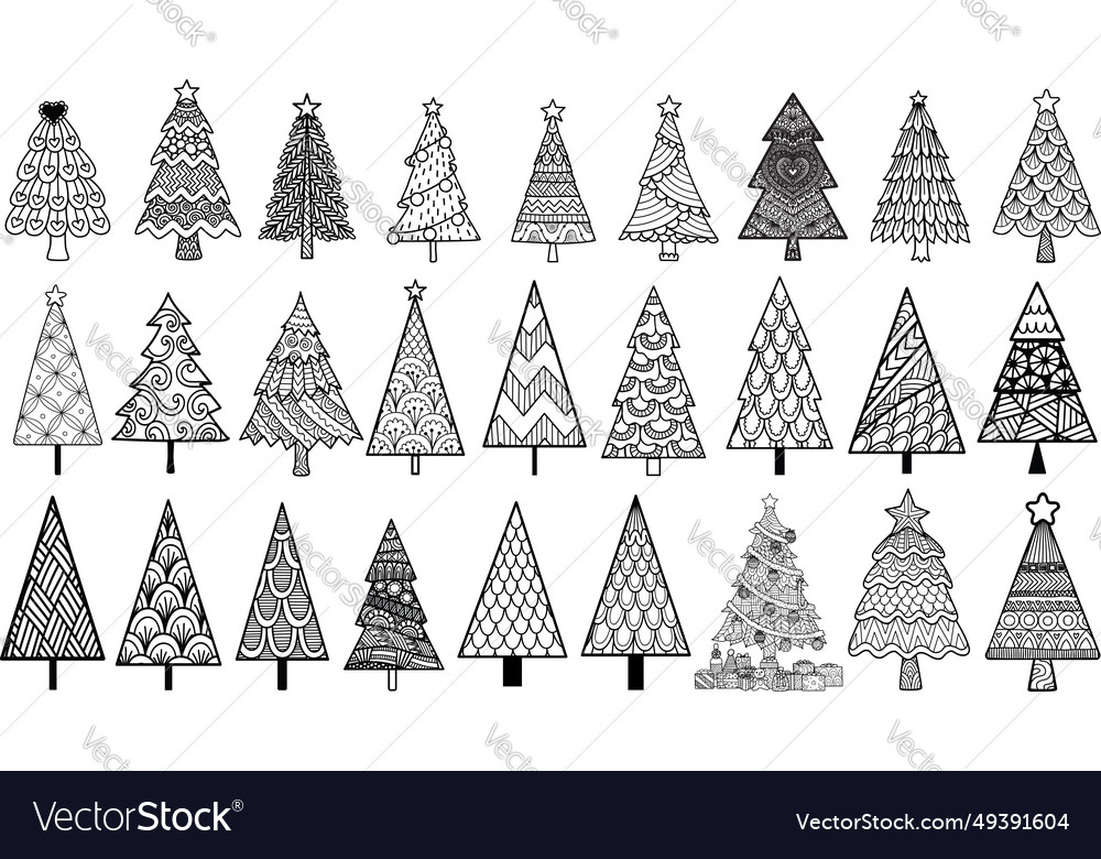 Christmas tree set Royalty Free Vector Image - VectorStock