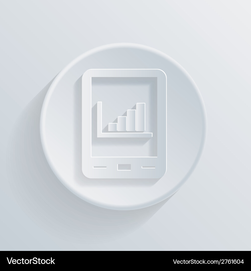 Circle flat icon tablet pad with diagram Vector Image