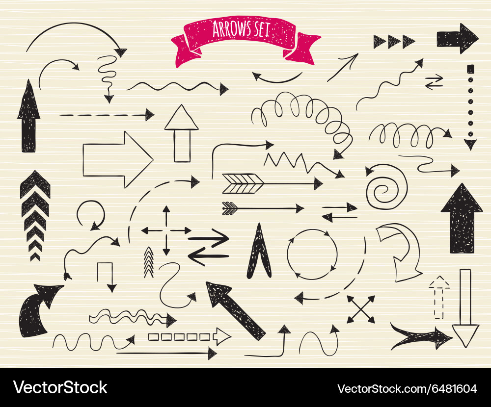 Doodle set of arrows Royalty Free Vector Image