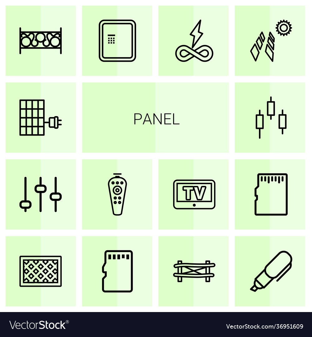14 panel icons Royalty Free Vector Image - VectorStock